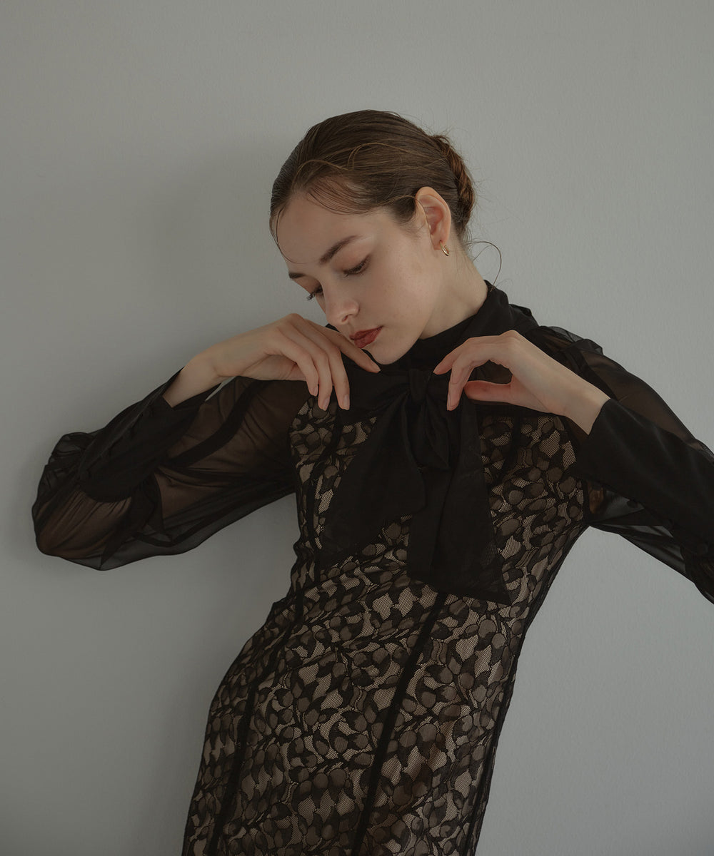 2wayリボンリーフレースドレス 結婚式ワンピース｜パーティードレス・結婚式ワンピース - ANDRESD