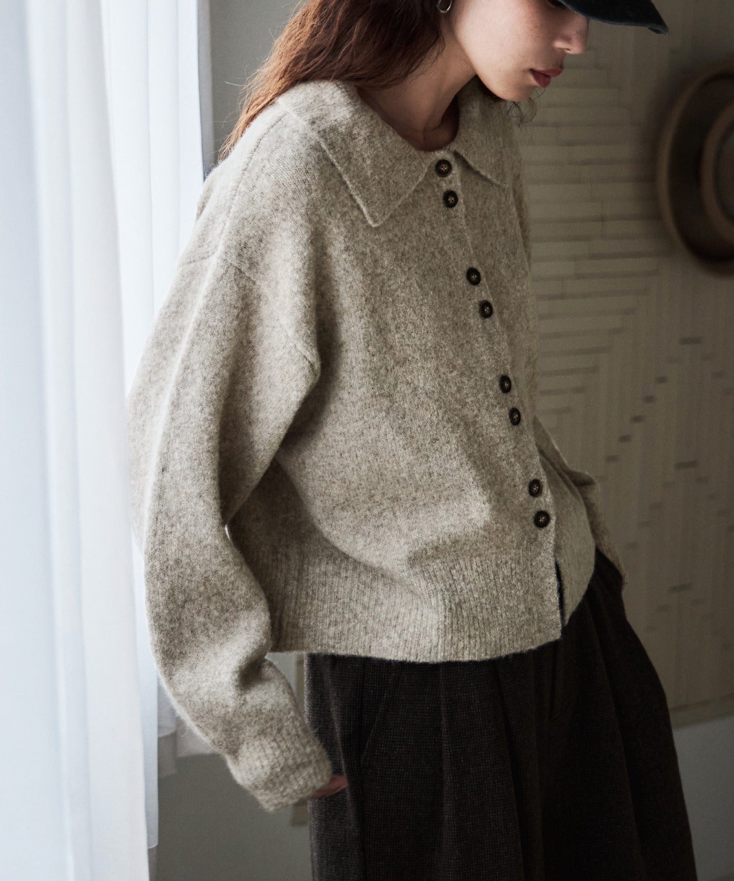 ポロ襟ショートニットカーディガン｜カーディガン - etoll.