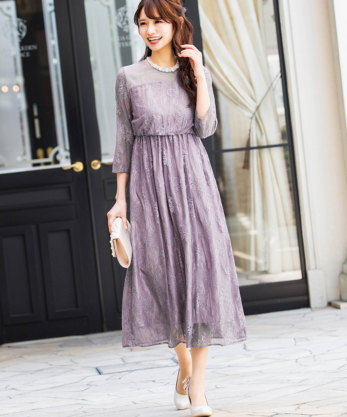 総レースロングレーススカート 結婚式ワンピース パーティードレス 成人式 同窓会 二次会 ドレス｜パーティードレス・結婚式ワンピース - niana