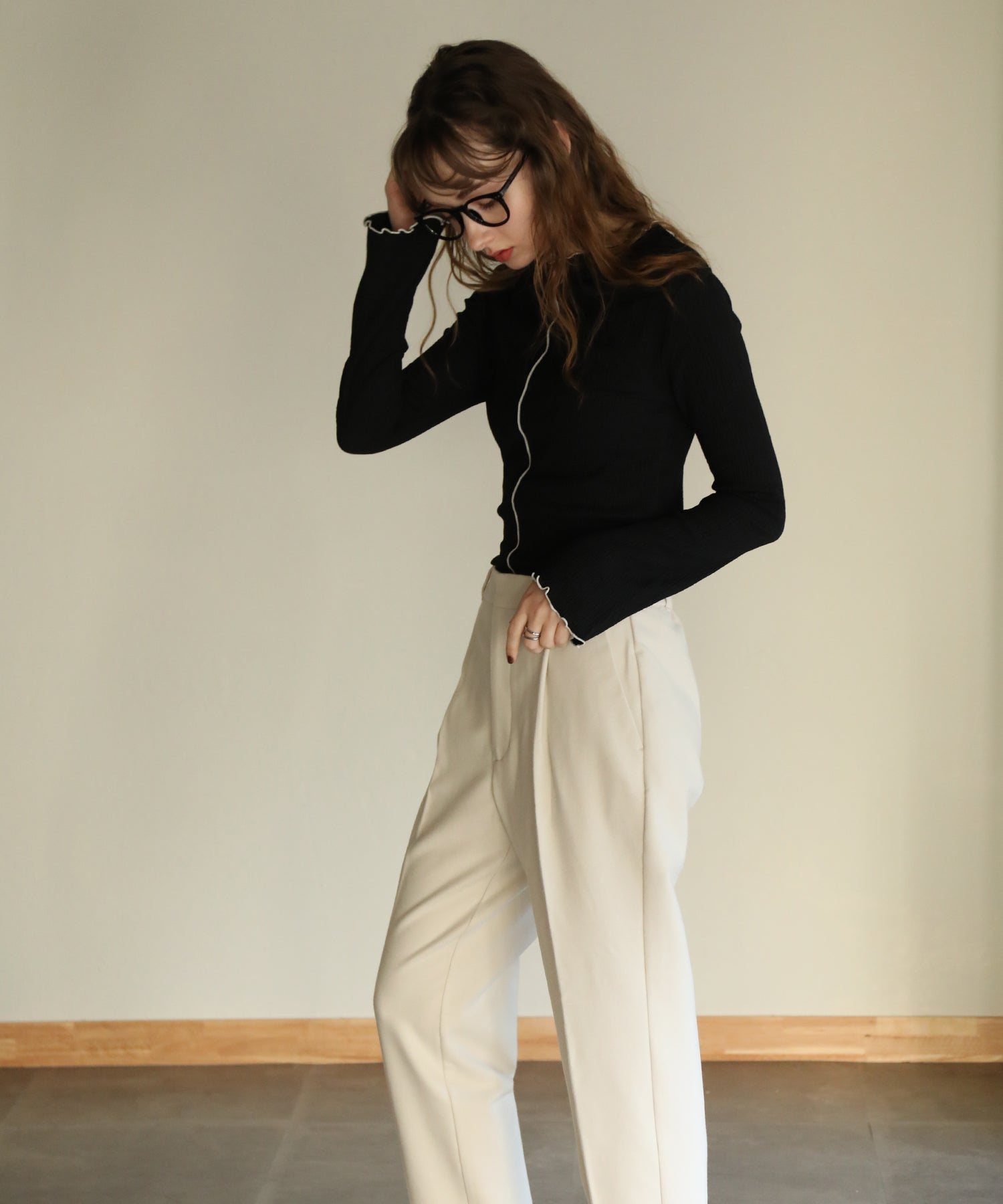 ハイネックトップス 配色メロー 2WAY｜Tシャツ - aity